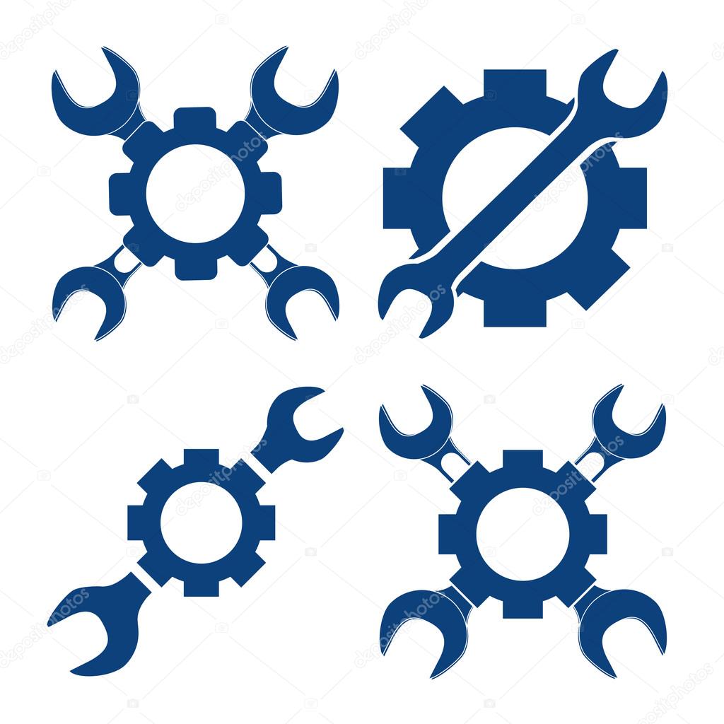 Ilustración de vector conjunto de mecánicas con llave y pinio — Vector ...