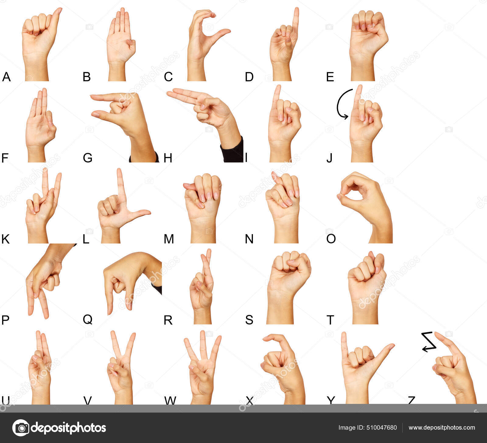 American Sign Language Female Hand Gesturing Isolated White Background ...