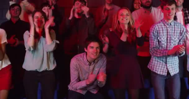Audience give a standing ovation to the performers — Stock Video ...