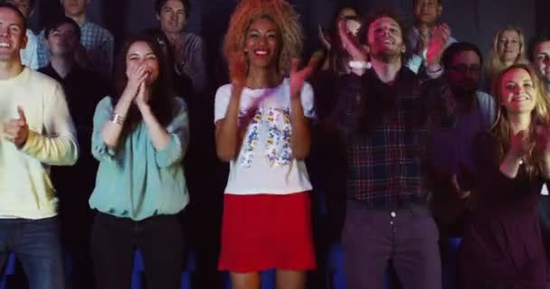 Audience give a standing ovation to the performers — Stock Video ...