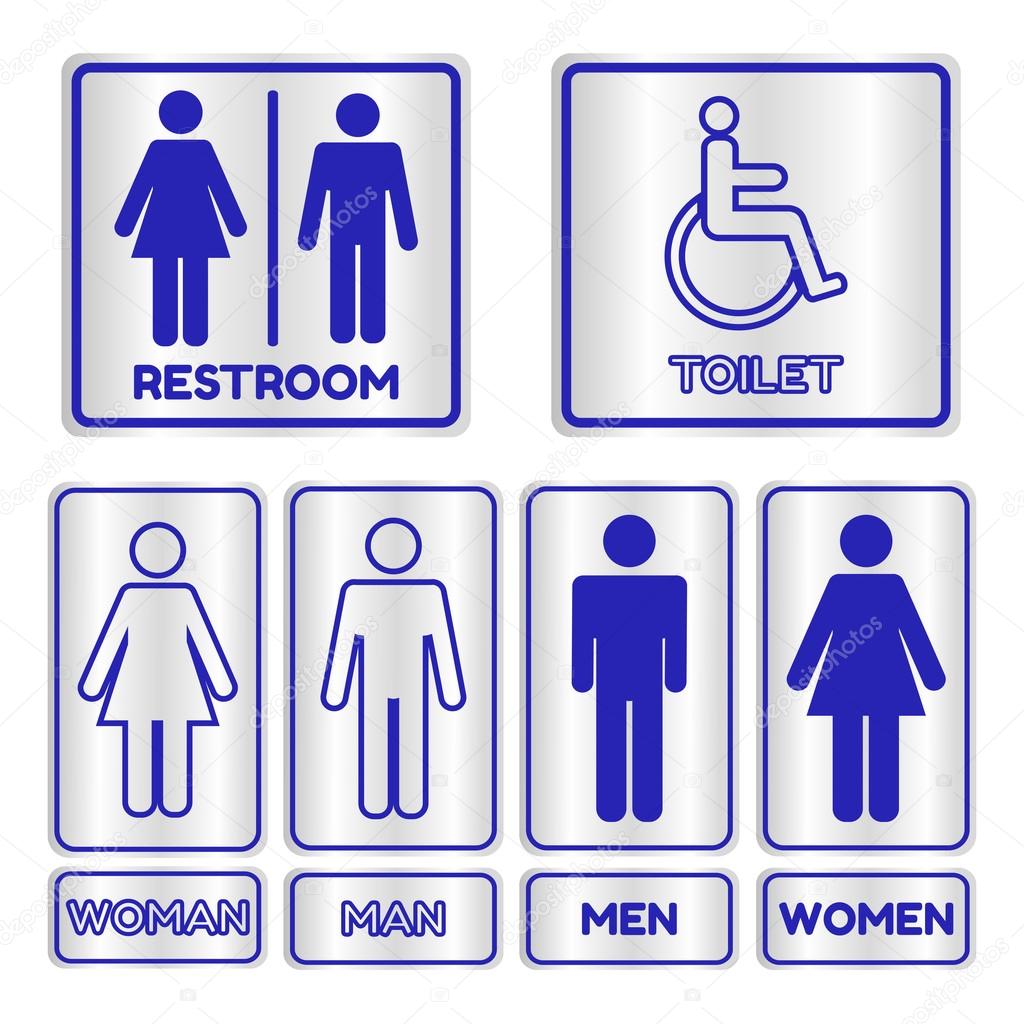Blue square restroom Sign set with text Stock Vector Image by ©stoonn ...
