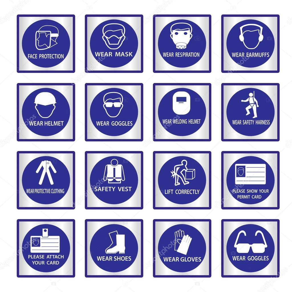 Metal mandatory signs used in industrial applications — Stock Vector ...