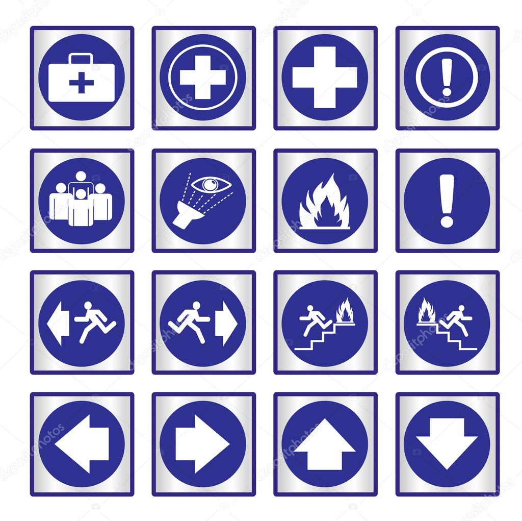 Metallic set blue safety sign — Stock Photo © stoonn #81253992