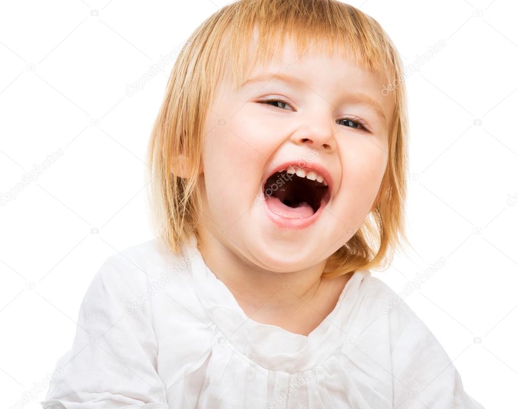 Closeup portrait of beautiful baby girl — Stock Photo © GekaSkr #56896687