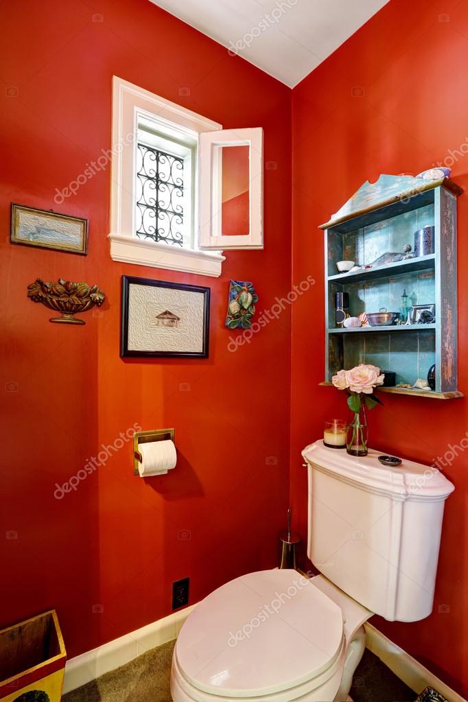 Bright red restroom interior Stock Photo by ©iriana88w 53955903