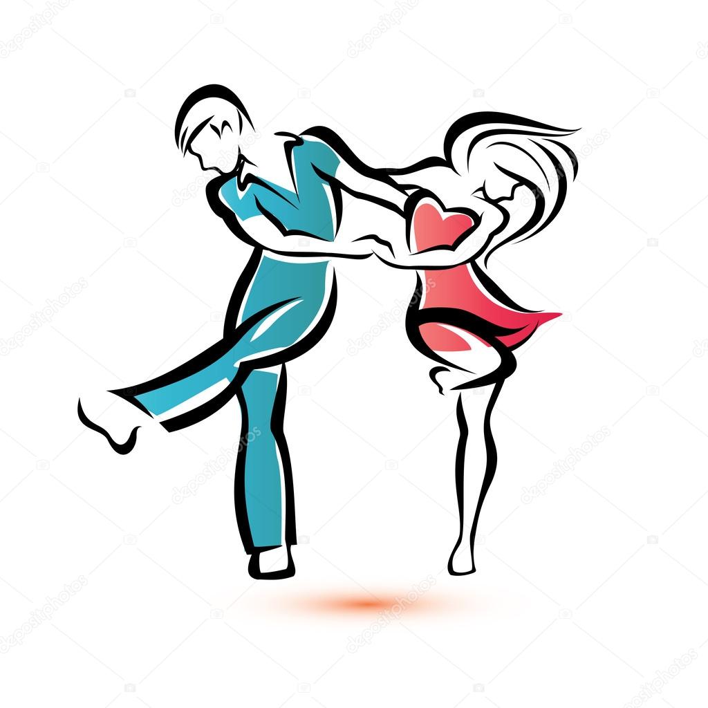 Jive dancing couple, outlined vector sketch — Stock Vector © baldyrgan ...