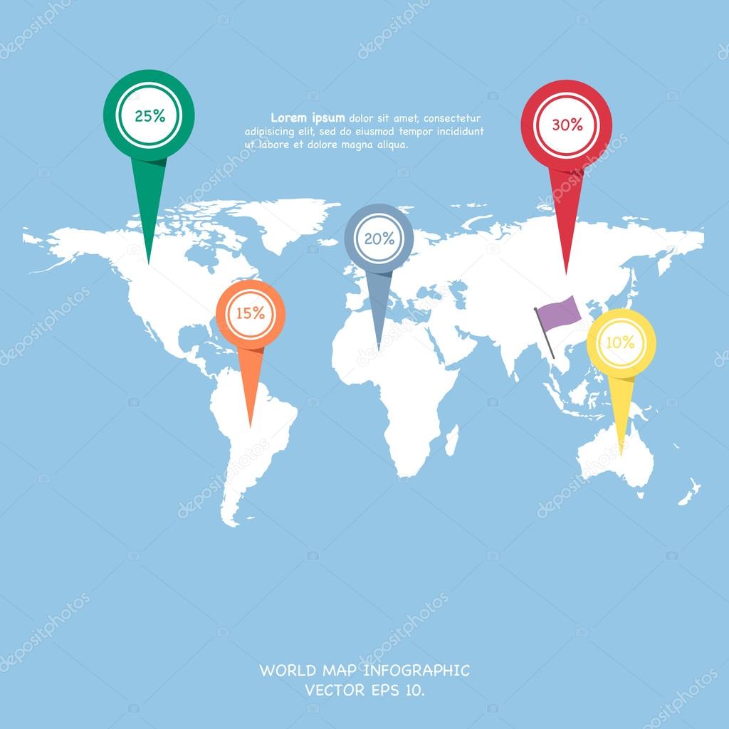 World map globe info graphic for communication concept, Vector ...