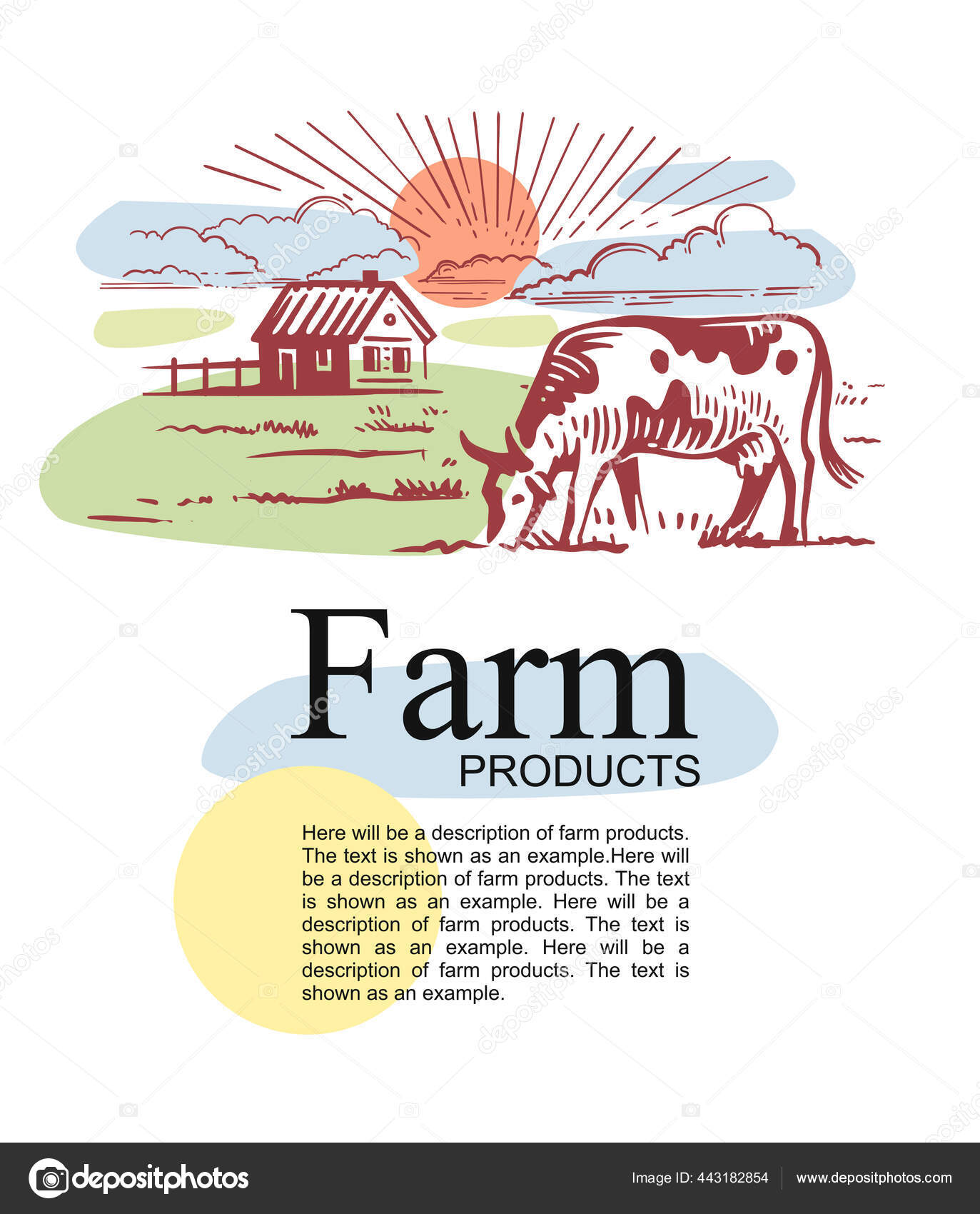 Farm with cow and text with color template Stock Vector Image by ...