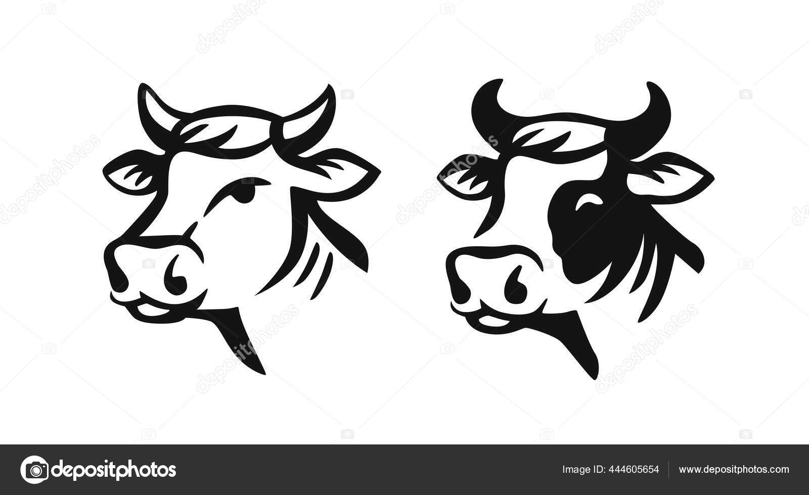 Kepala sapi hitam di atas putih Vektor Stok oleh ©bioraven 444605654