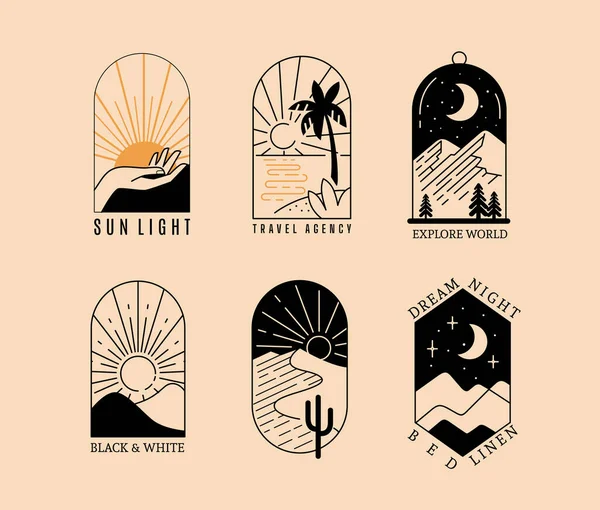 Arch logos in linear style. Arch emblem vector Stock Vector Image by ...