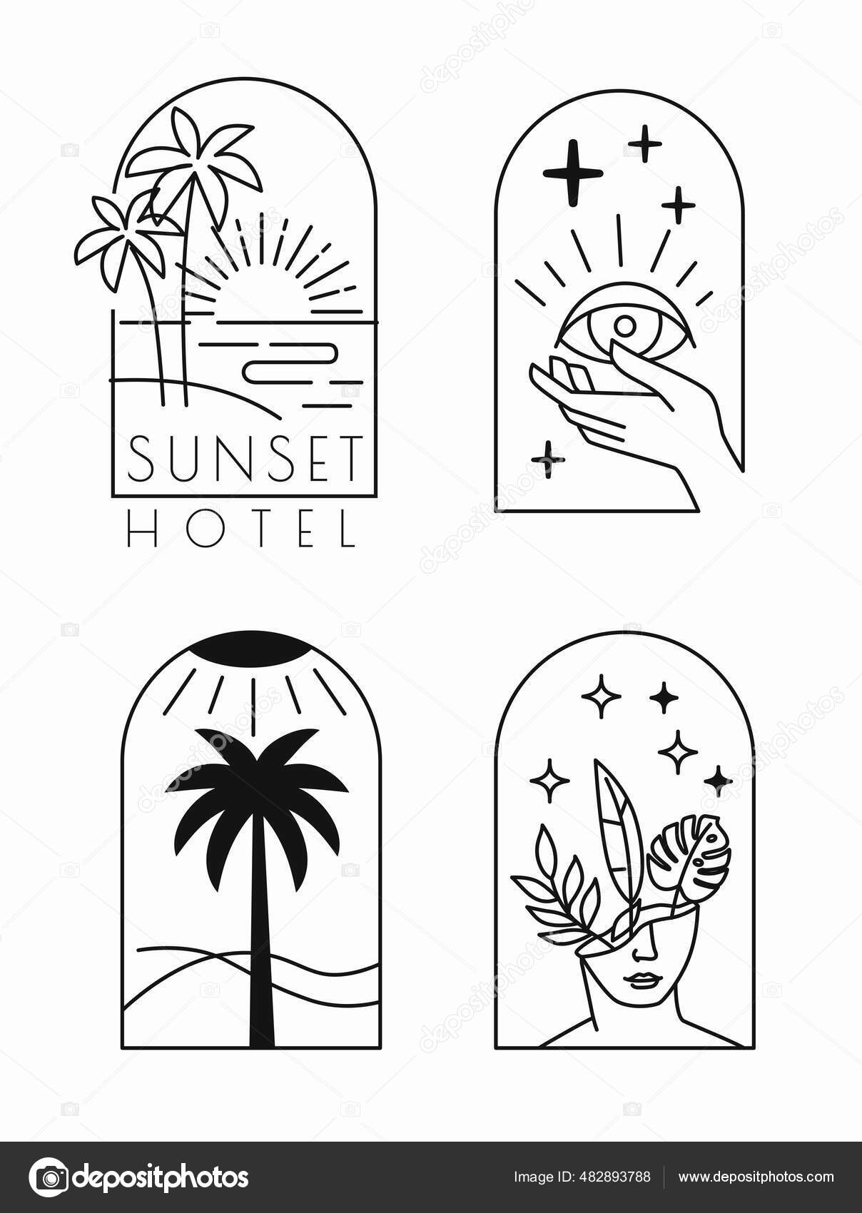 Arch logos in linear style. Arch emblem vector Stock Vector Image by ...