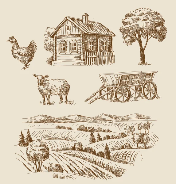 Farm - hand drawn collection ⬇ Vector Image by © canicula | Vector ...