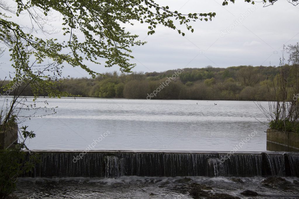 Cascada en el río Misbourne en los Chilterns 2023