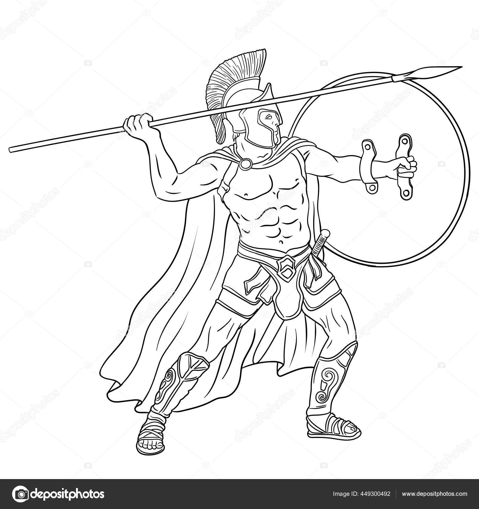 Greek Spear Drawing