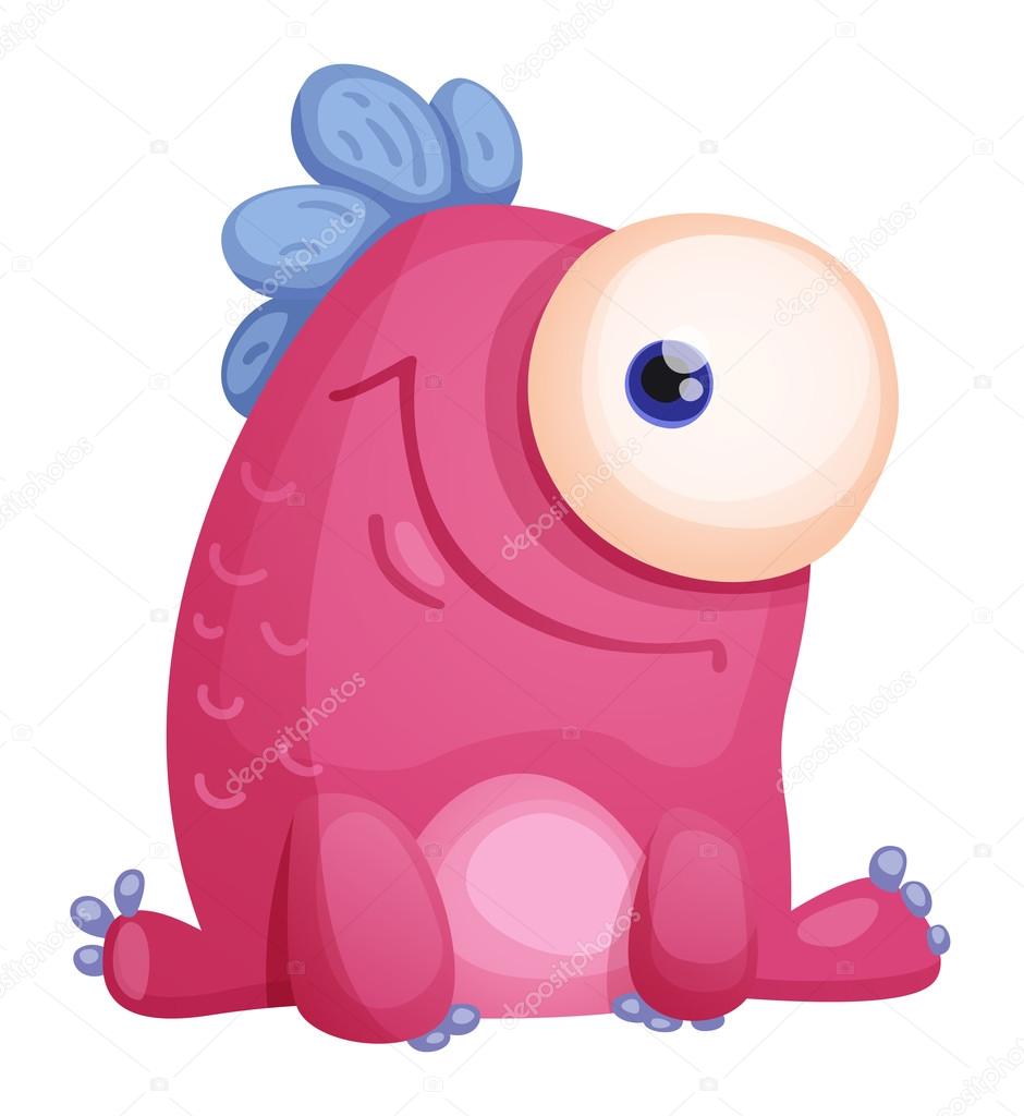Cartoon rosa Monster sitzt Stock-Vektorbild von ©Real_Illusuion 106420968