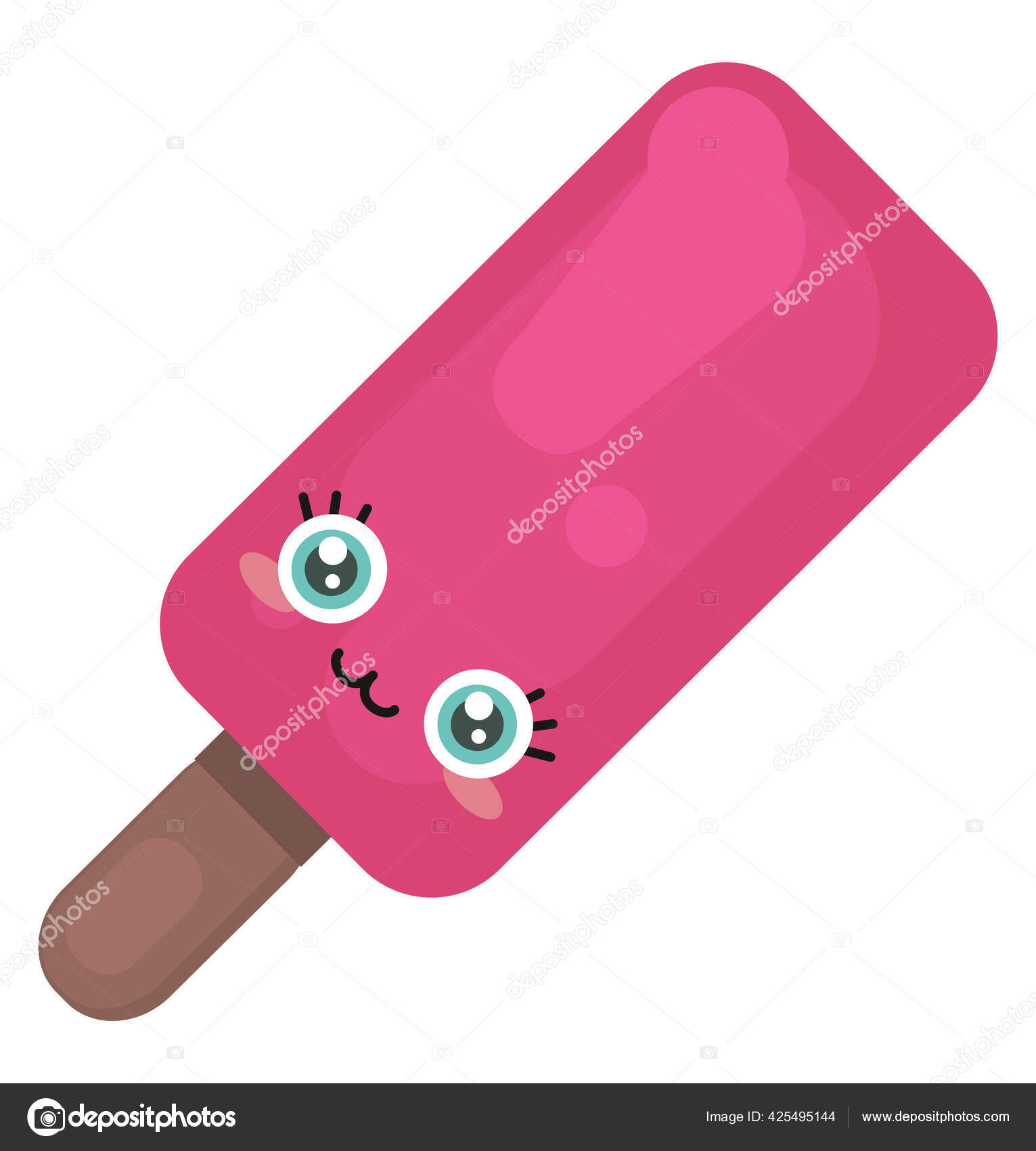 Helado Rosa Ilustración Vector Sobre Fondo Blanco Vector de stock ...