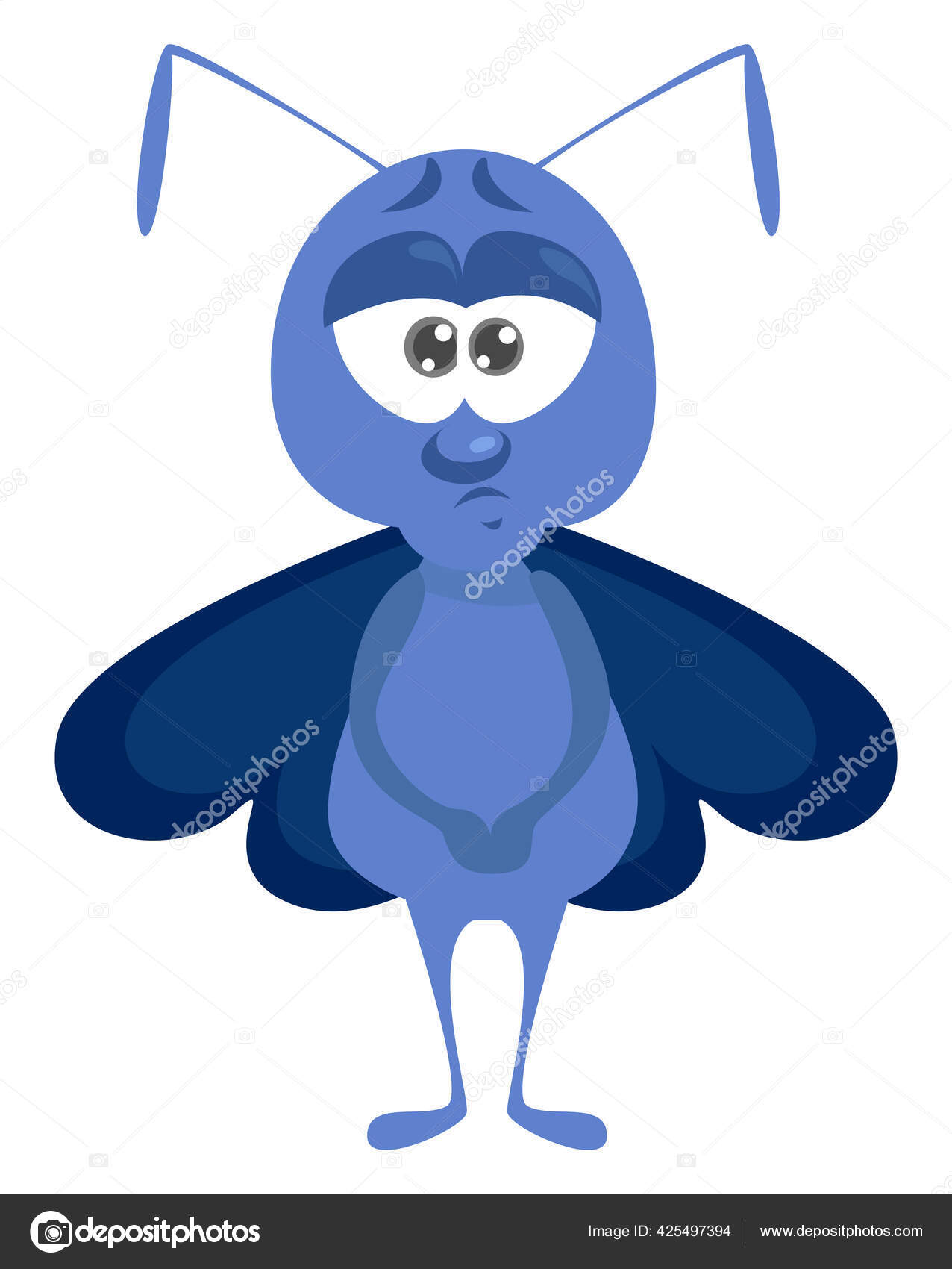 Sad Blue Butterfly Illustration Vector White Background Stock Vector by ...