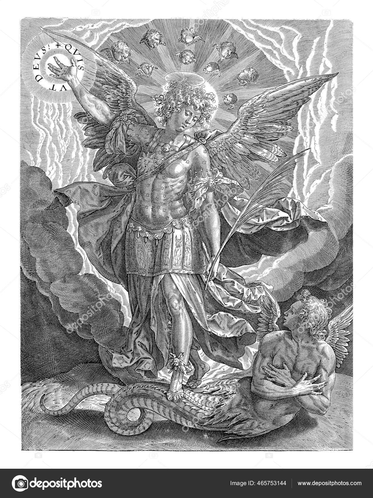 St Michael Slaying The Devil Drawing