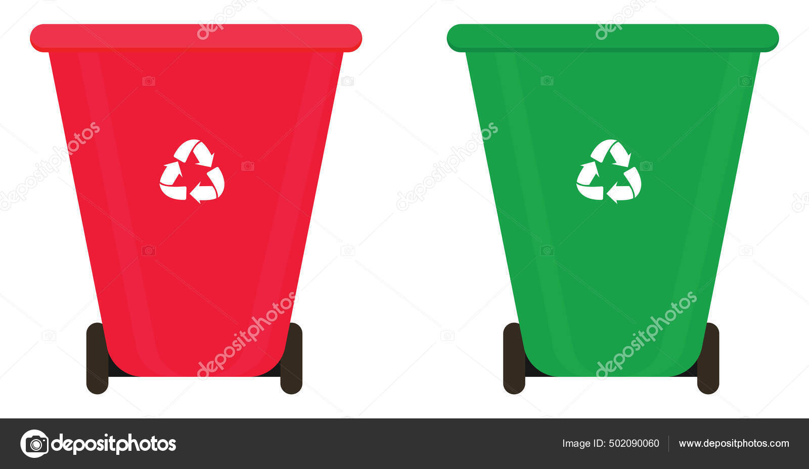 Red Green Dustbins Illustration Vector White Background Stock Vector ...