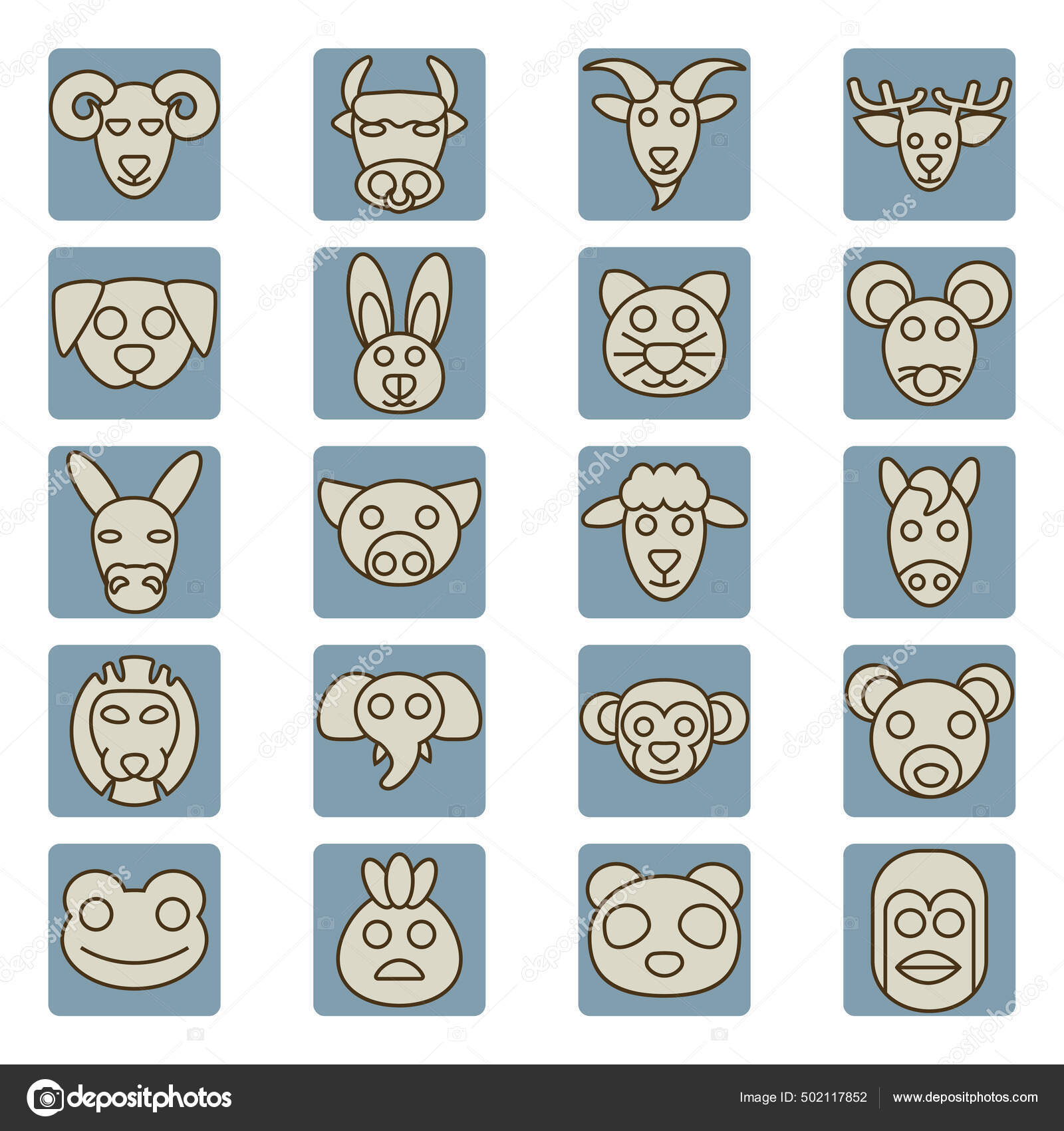 Brown Animals Illustration Vector White Background Stock Vector by ...