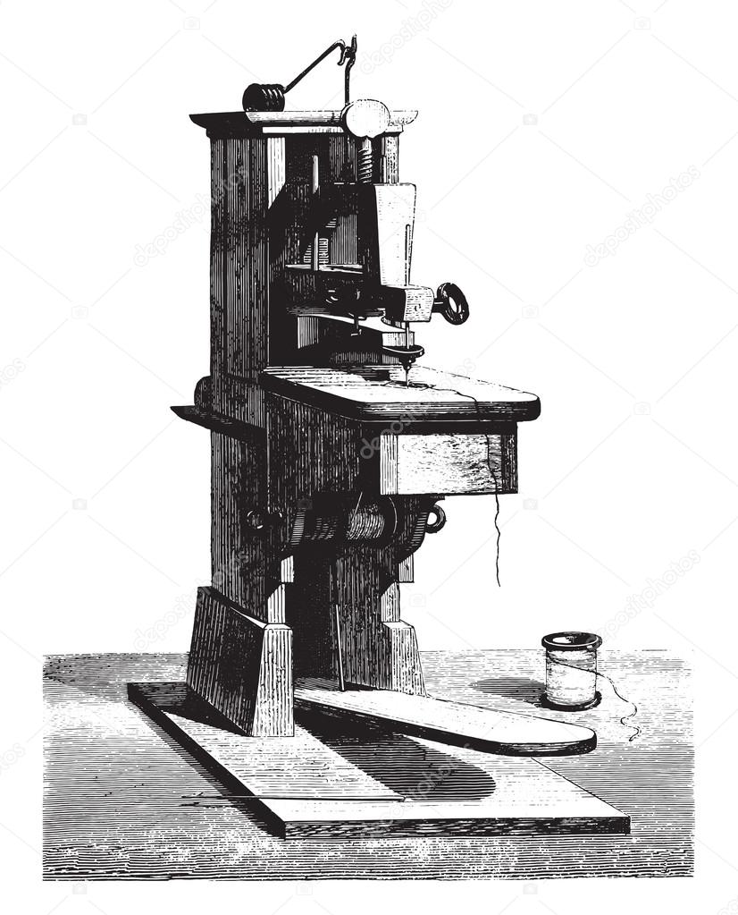 The First Sewing Machine Invented By Thimonnier Given At The Con — Stock Vector © Morphart 90293972