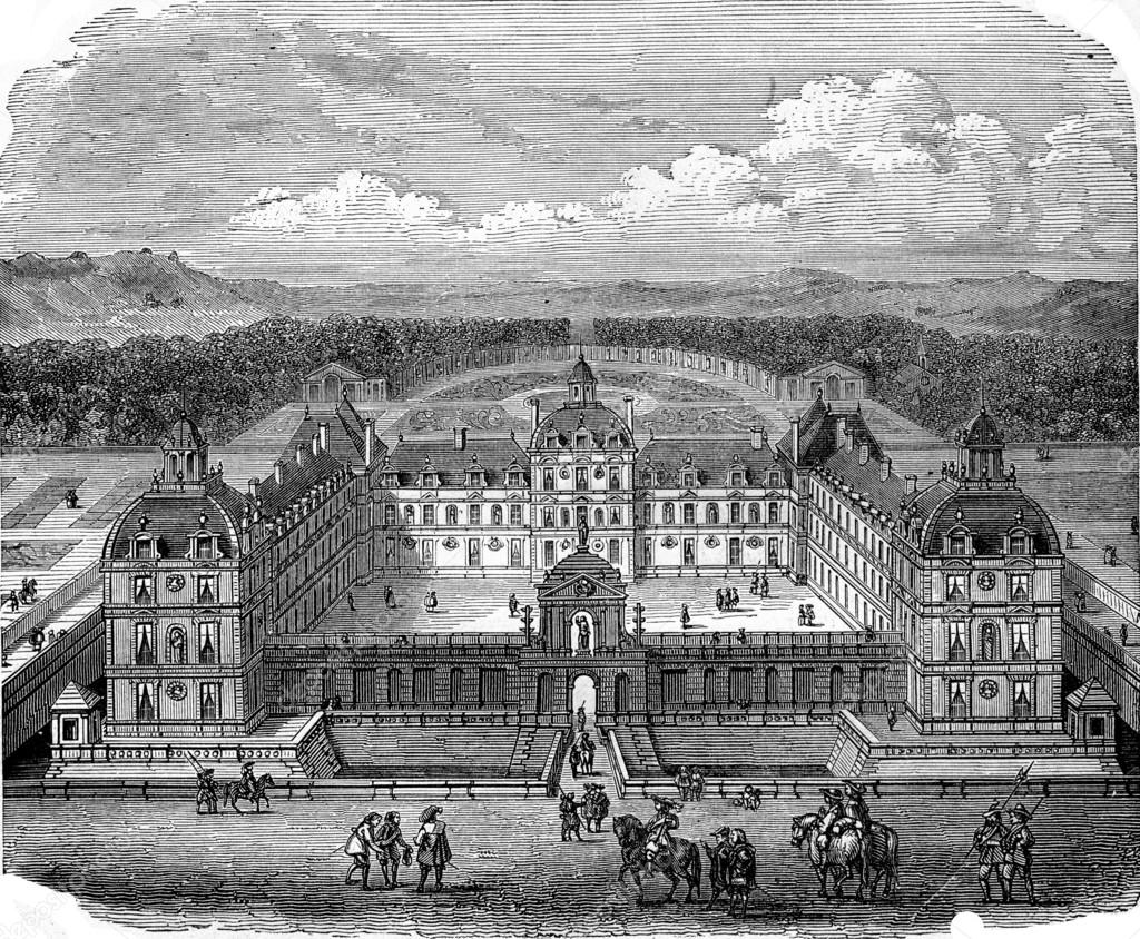 Chateau Richelieu in Poitou, vintage engraving. — Stock Photo ...