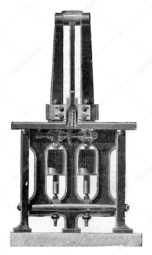Machine currying rims, Front view, vintage engraving. — Stock Photo ...