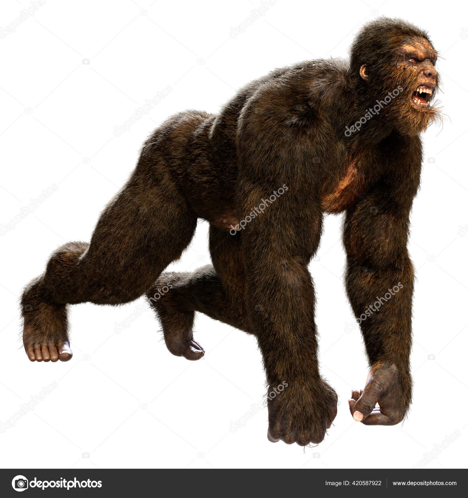 Rendering Sasquatch Bigfoot Isolated White Background Stock Photo by ...