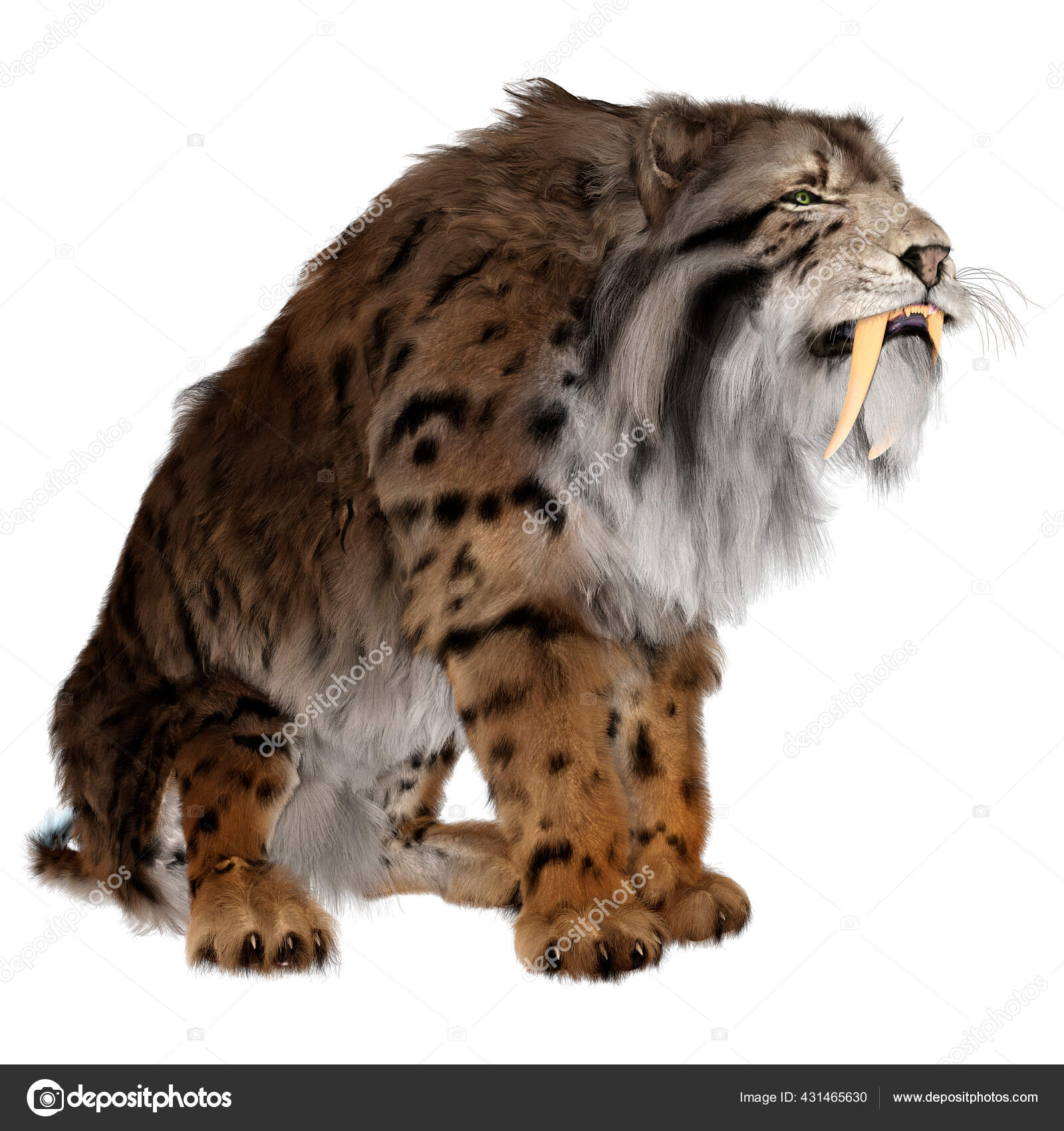 Representación Tigre Diente Sable Aislado Sobre Fondo Blanco — Foto de ...