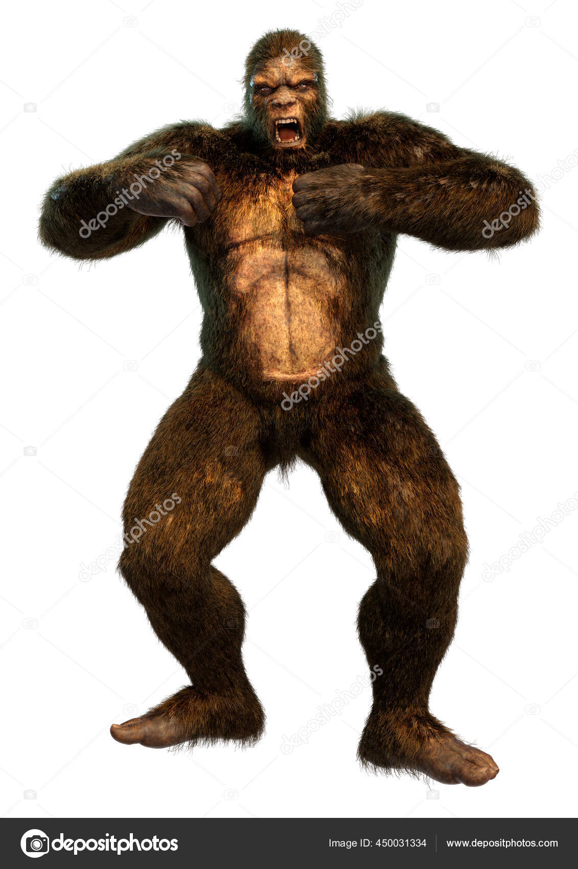 Rendering Sasquatch Bigfoot Isolated White Background Stock Photo by ...