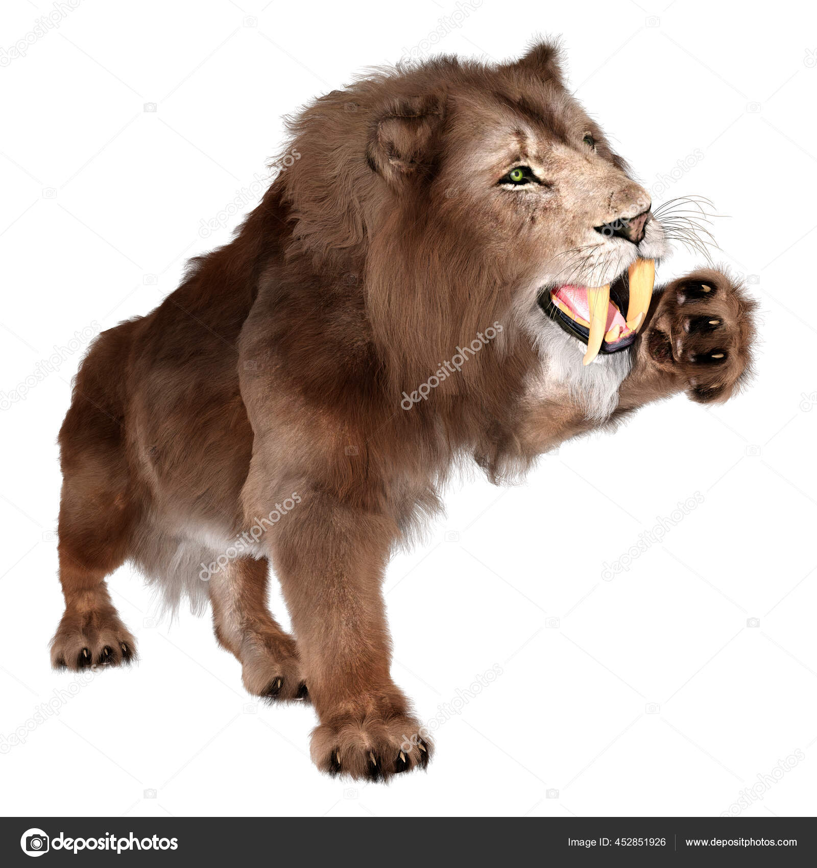 Rendering Sabertooth Tiger Isolated White Background Stock Photo by ...