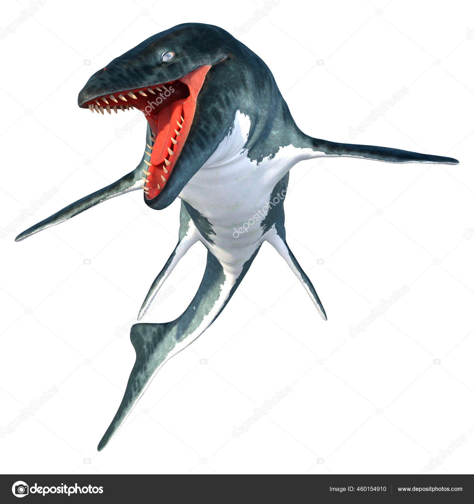 Rendering Large Marine Extinct Reptile Mosasaur Isolated White ...