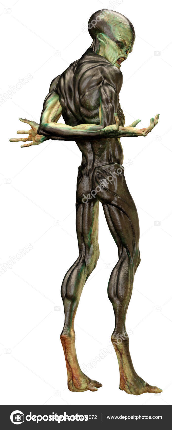 Pencitraan Dari Alien Hijau Terisolasi Pada Latar Belakang Putih — Foto ...