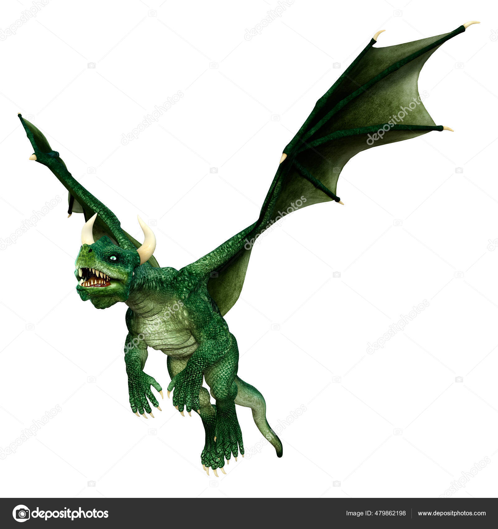Rendering Fantasy Dragon Isolated White Background — Stock Photo ...