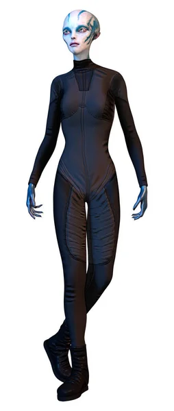 Rendering Blue Female Alien Isolated White Background — Stock Photo ...
