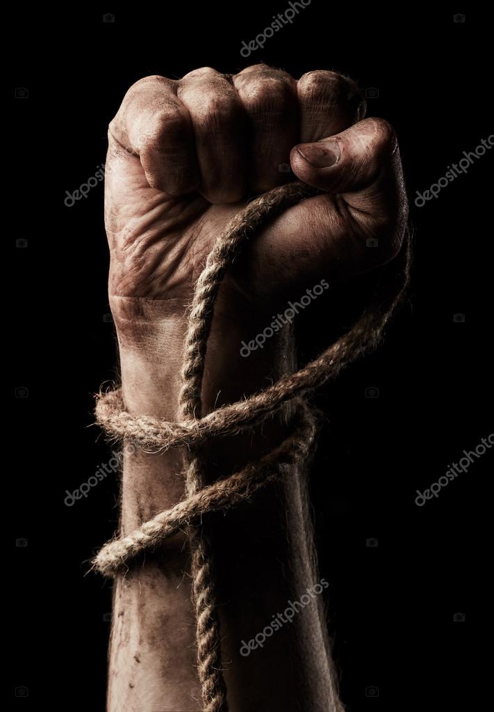 Male hand with rope. Conception aggression — Stock Photo © Nik_Merkulov ...