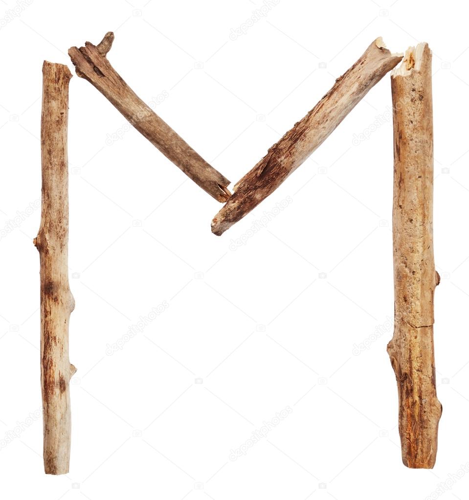 Letter M made from sticks — Stock Photo © Nik_Merkulov #81751690