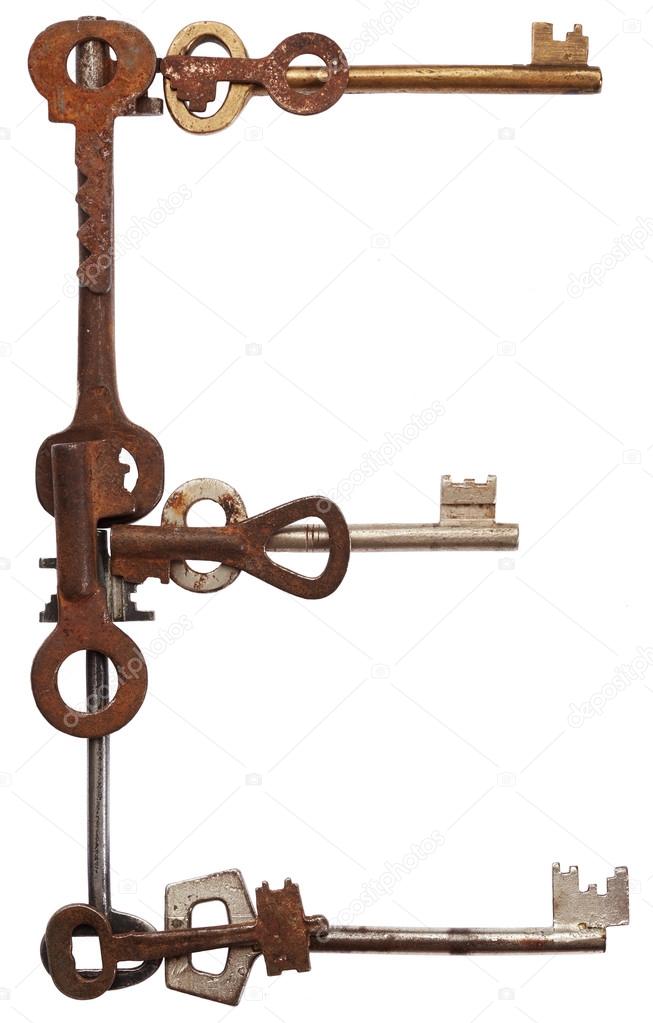 Alphabet from old keys. Letter E — Stock Photo © Nik_Merkulov #89990932