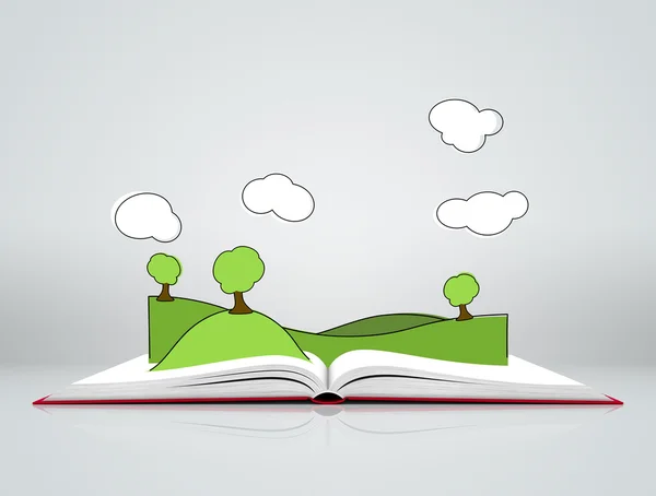 Open book Adventure. Treasures, pirates, sailing ships, adventure ...