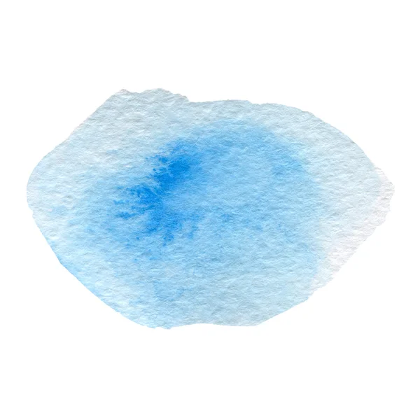 Light blue circle painted with watercolors isolated on a white ...