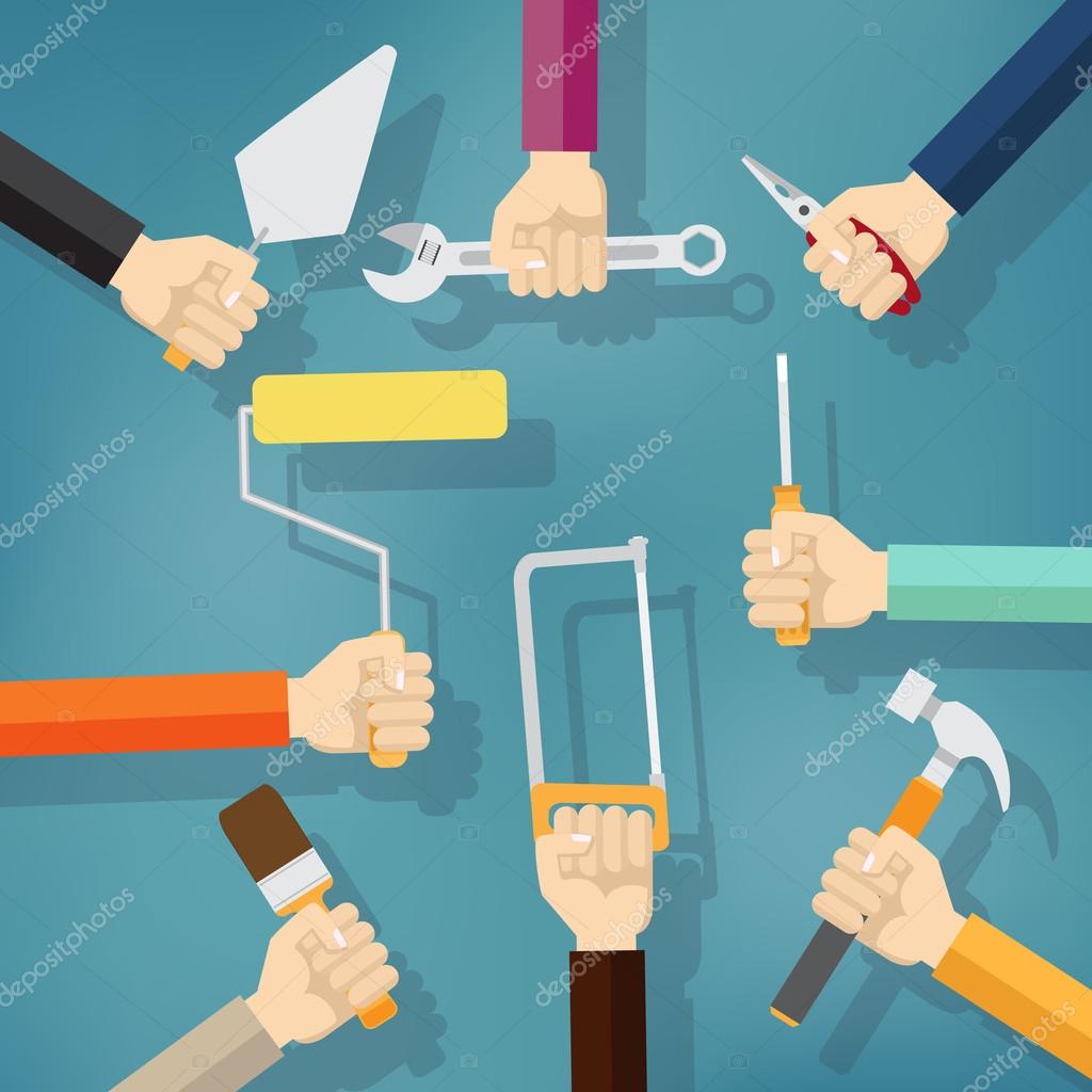 Builders Modern flat background with hand. Stock Vector Image by ...