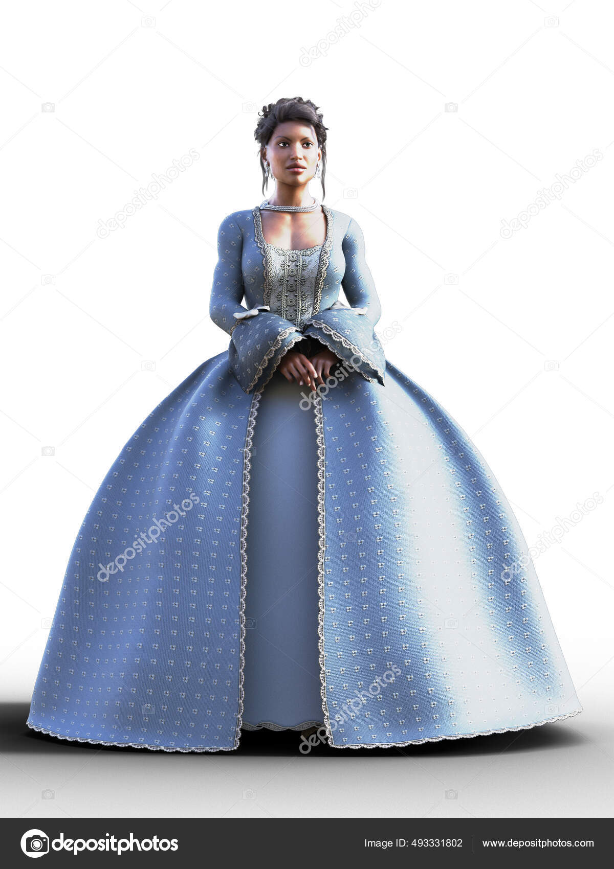 African Woman Rococo Historic Gown Illustration Stock Photo by ...