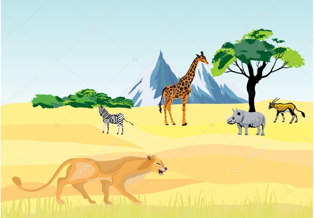 Ilustración de vector de sabana africana vector, gráfico vectorial ...