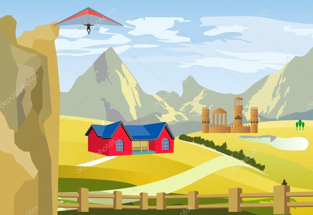 Countryside view vector image Stock Vector Image by ©baurz #89161464