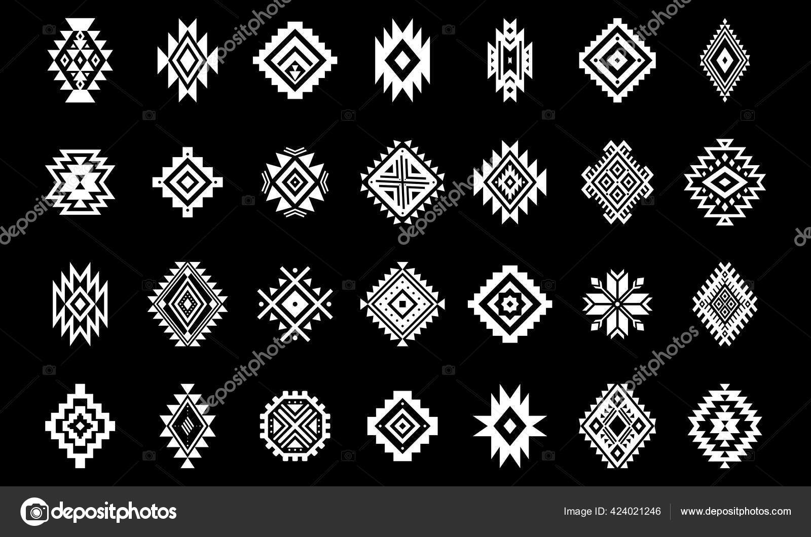 Elementos Vectoriales Aztecas Conjunto Ornamentos Étnicos Diseño Tribal ...