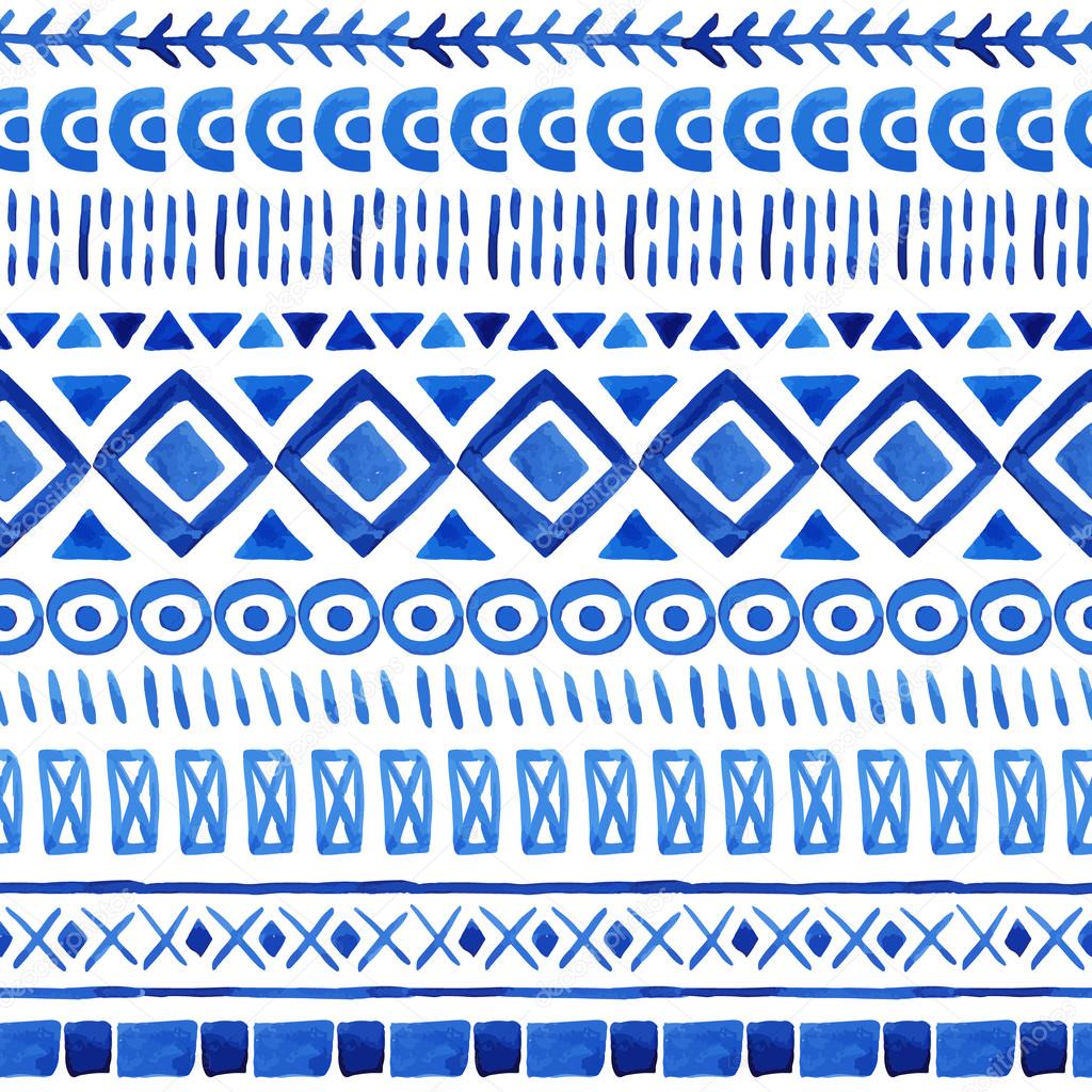 Blue Aztec Print Wallpaper