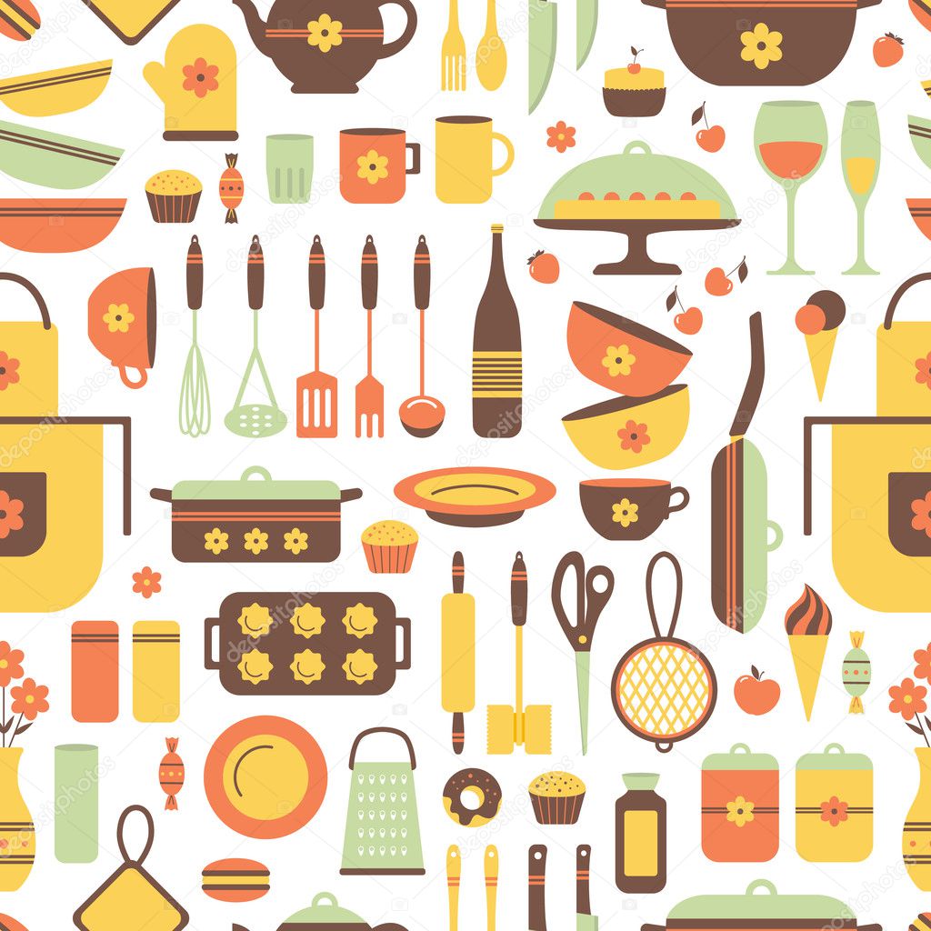 Seamless pattern of kitchen utensils. Stock Photo by ©Viktory_S 65375919