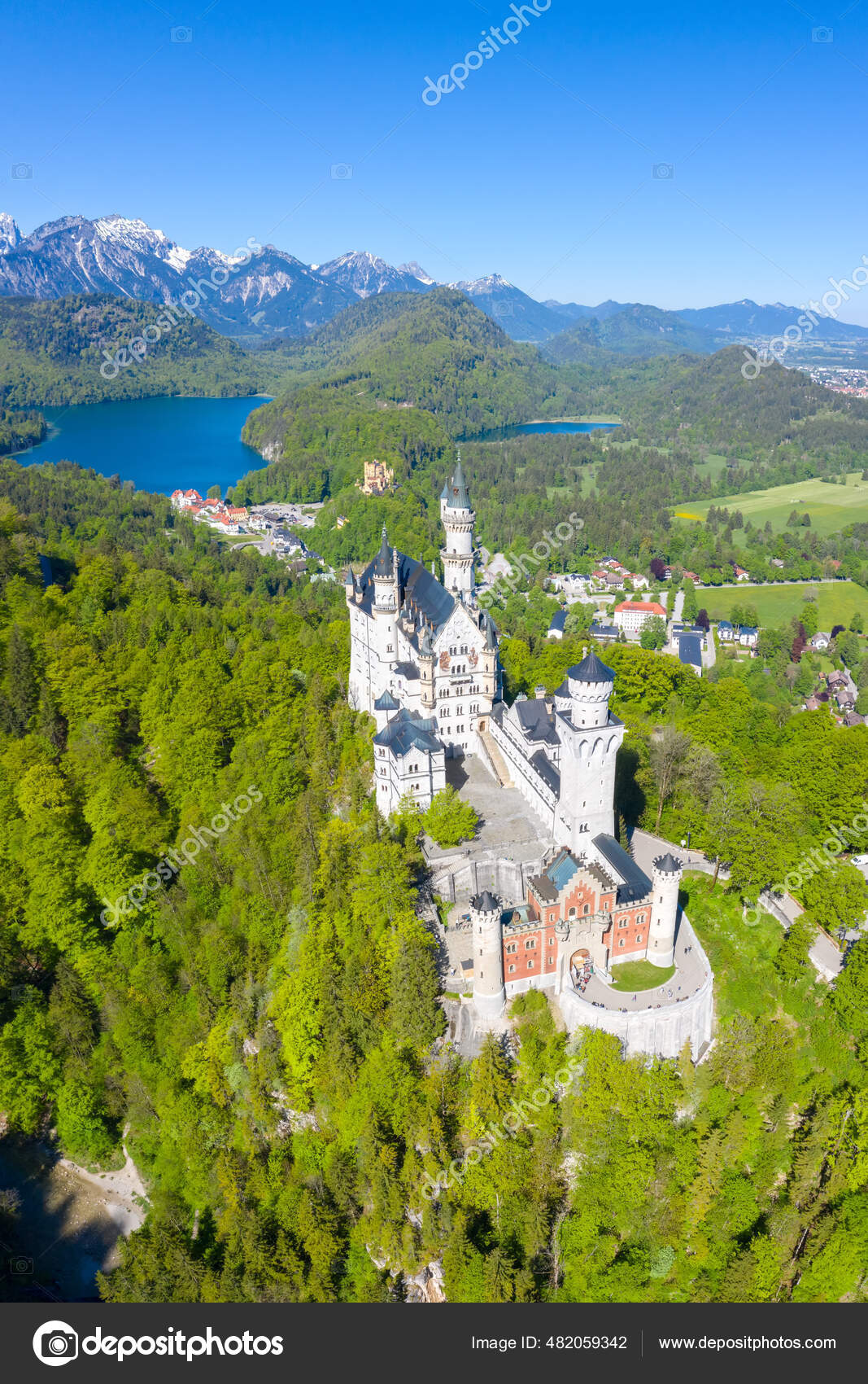 Schloss Neuschwanstein Castle Aerial View Architecture Alps Landscape ...