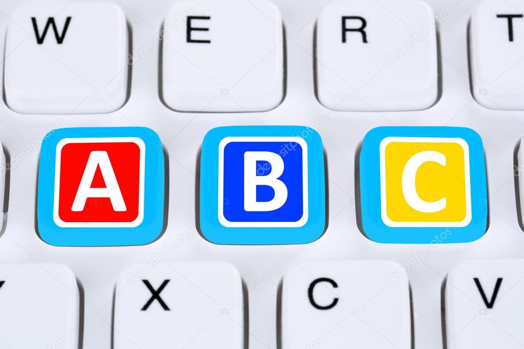 Back to school learning ABC for student on computer private less ...