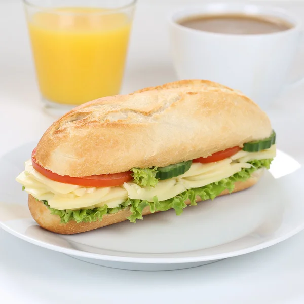 Healthy eating sub sandwich baguette for breakfast with salami h Stock ...